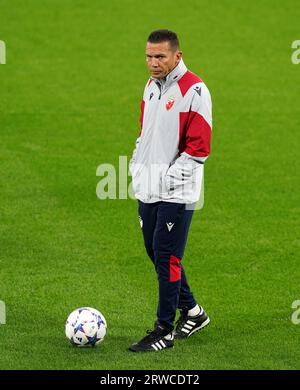 Red Star Belgrade manager Barak Bakhar during a press conference at ...