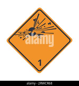 Explosive materials hazard sign Black line art vector in black and ...