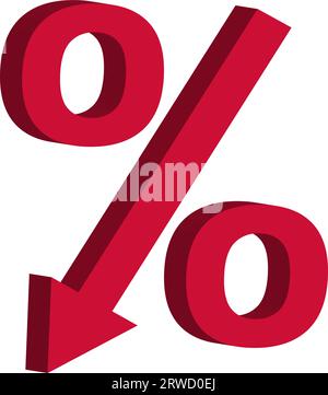 Interest rate reduction or percent down icon logo sign vector outline ...