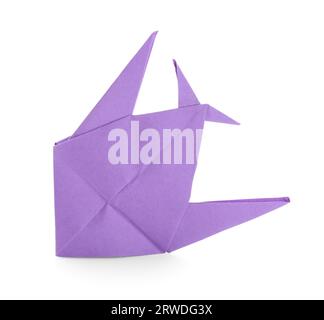 Purple origami fish on white background Stock Photo - Alamy