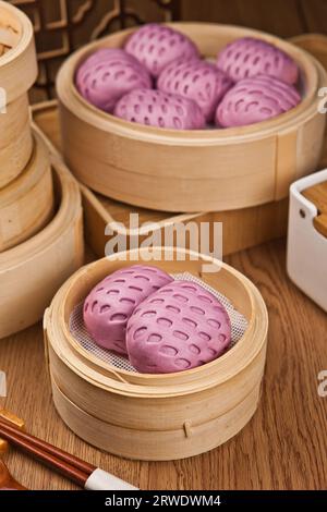 Taro Puree Bun,chinese bun,bao zi Stock Photo - Alamy