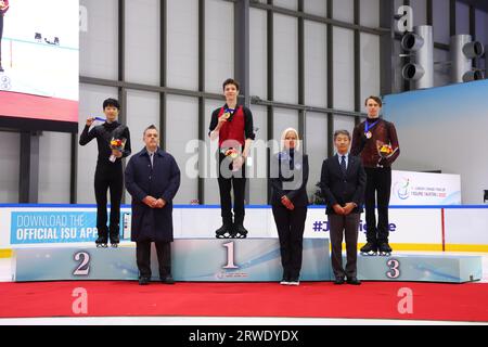 (L-R) Lim Juheon (KOR), Francois PITOT (FRA), Daniel MARTYNOV (USA), SEPTEMBER 15, 2023 - Figure ...