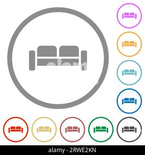 Sofa flat color icons in round outlines on white background Stock ...