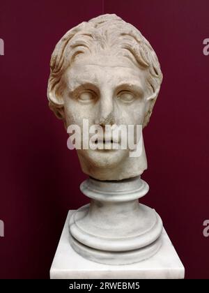 Marble head of Alexander the Great, Archaeological Museum of Pella ...