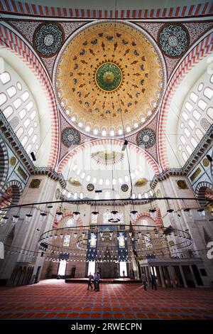 Interior view of Suleymaniye, an Ottoman imperial mosque located on the ...
