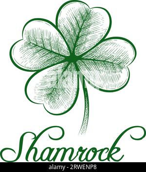 4-leaf shamrock engraving Stock Vector Image & Art - Alamy
