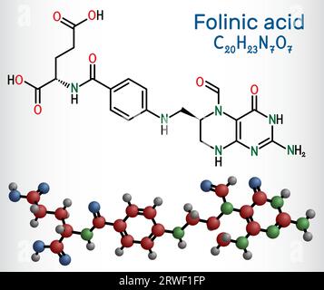 Folinic acid, leucovorin molecule. It is folate analog, used to treat ...