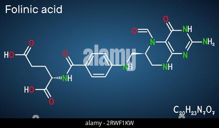 Folinic acid, leucovorin molecule. It is folate analog, used to treat ...