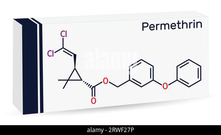Permethrin molecule. It is insecticide and medication, used in ...