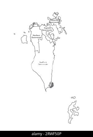 Bahrain vector map outline, line, linear. Bahrain black map on white ...