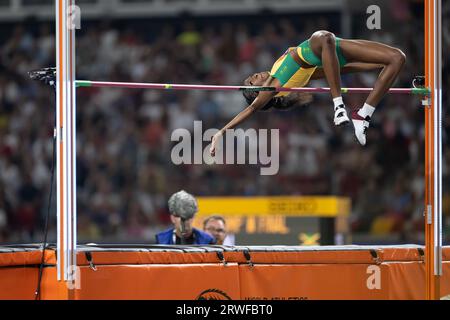 Lamara Distin participating in the High Jump at the World Athletics ...