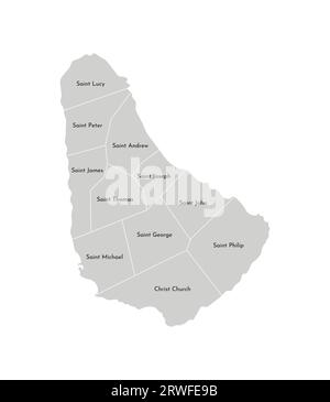 Barbados country simplified map. Grey stylish smooth map. Vector icons ...