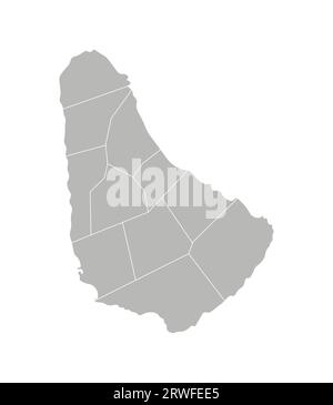 Barbados country simplified map. Grey stylish smooth map. Vector icons ...