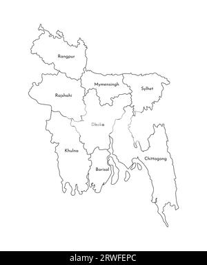 Bangladesh vector map outline, line, linear. Bangladesh black map on ...