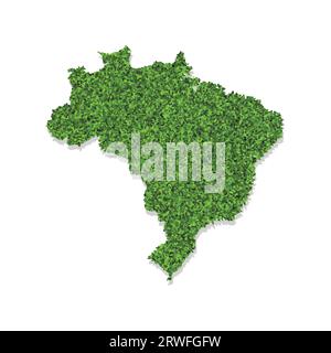Brazil country simplified map. Green silhouette with thin black contour ...