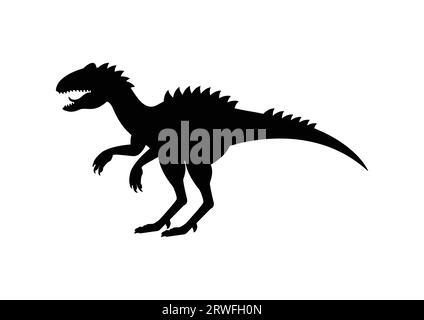 Black and White Allosaurus Dinosaur Cartoon Character Vector. Coloring Page of a Allosaurus ...