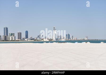 Manama Skyline with Skyscrapers and Desert Sand Beach in Kingdom of ...