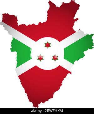 Burundi country simplified map. White silhouette with black broken ...