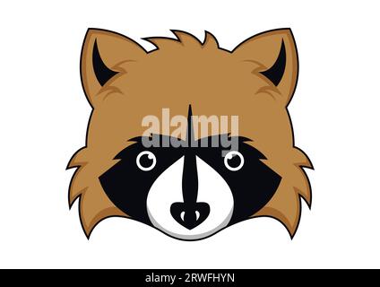 Black silhouette. Cute cartoon raccoon jumping, side view. Cartoon ...