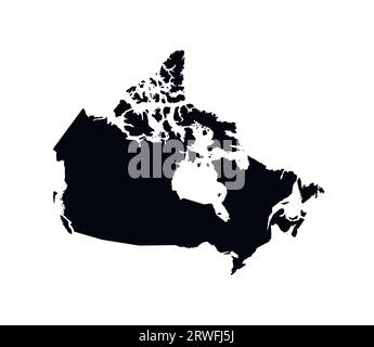 Canada country simplified map. Black broken outline contour on white ...