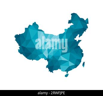 China polygon map abstract vector. Low poly style vector map of China ...
