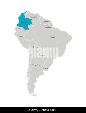 Colombia country simplified map. Grey stylish smooth map. Vector icons ...
