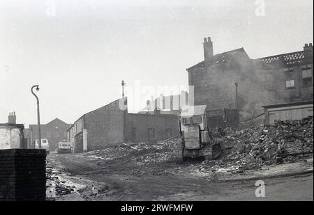 1960s, historical, rundown, dilaperdated victorian terraced houses ...