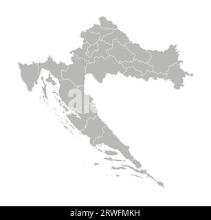 Croatia country simplified map. Grey stylish smooth map. Vector icons ...