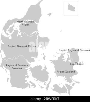 Denmark country simplified map. Grey stylish smooth map. Vector icons ...