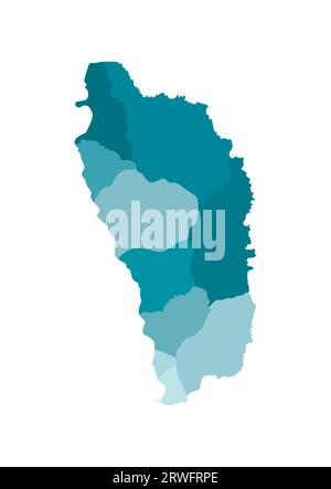 Dominica country simplified map. Blue silhouette with thick black ...