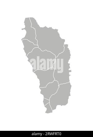 Dominica country simplified map. Grey stylish smooth map. Vector icons ...