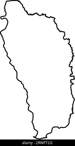 Dominica country simplified map. Black broken outline contour on white ...