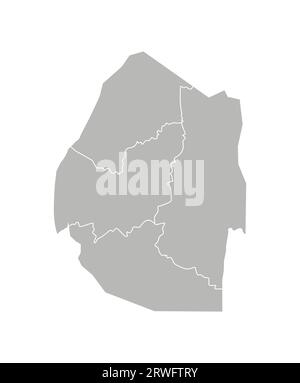 Eswatini country simplified map. Grey stylish smooth map. Vector icons isolated on white ...