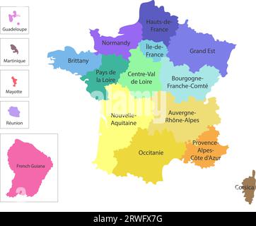 Colorful map of World. Simplified vector map with country name labels ...