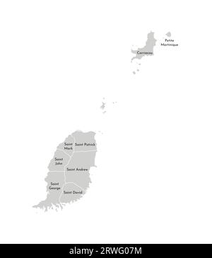 Grenada country simplified map. Grey stylish smooth map. Vector icons ...