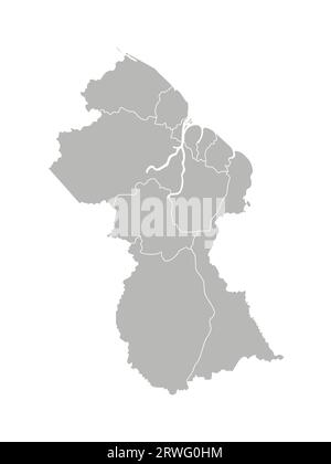 Vector map of Guyana with regions and administrative divisions ...