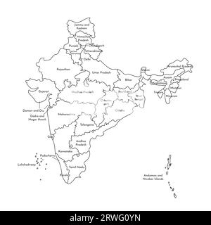 Simple outline map of Rajasthan is a state of India. Stylized minimal ...