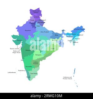 INDIA Map with all Indian states name lettering along with indian color ...