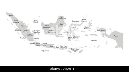 Indonesia country simplified map. Grey stylish smooth map. Vector icons ...