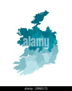 Ireland country simplified map. Blue silhouette with thick black ...