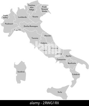 Italy country simplified map. Grey stylish smooth map. Vector icons ...