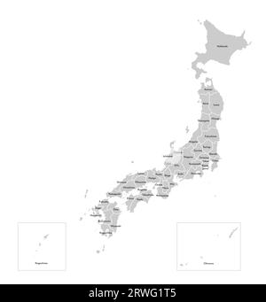 Japan country simplified map. Grey stylish smooth map. Vector icons ...