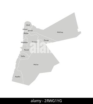 JORDAN map design. Country names in different languages and map shape ...