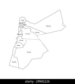 Map of Jordan with regions. Just a simple country border map with ...