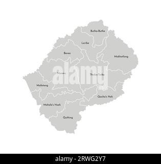 Lesotho map design. Country names in different languages and map shape ...