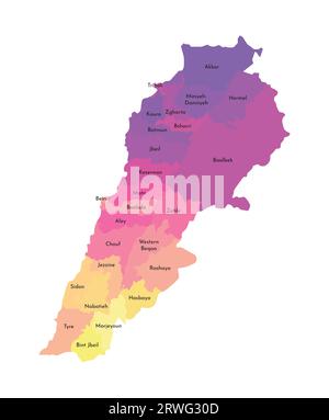 Isolated colored map of Lebanon with borders of the regions Stock ...