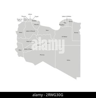 LIBYA map design. Country names in different languages and map shape with geometric low poly ...