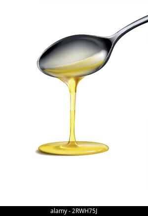 Organic olive oil poured from spoon Stock Vector Image & Art - Alamy
