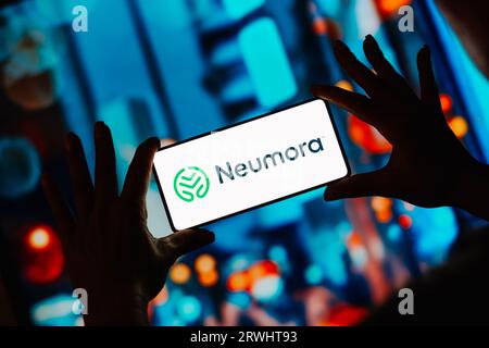 In this photo illustration, the Neumora Therapeutics logo is displayed on a smartphone screen ...