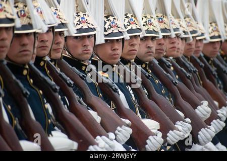 Chilean Navy officers march during a military parade on Independence ...